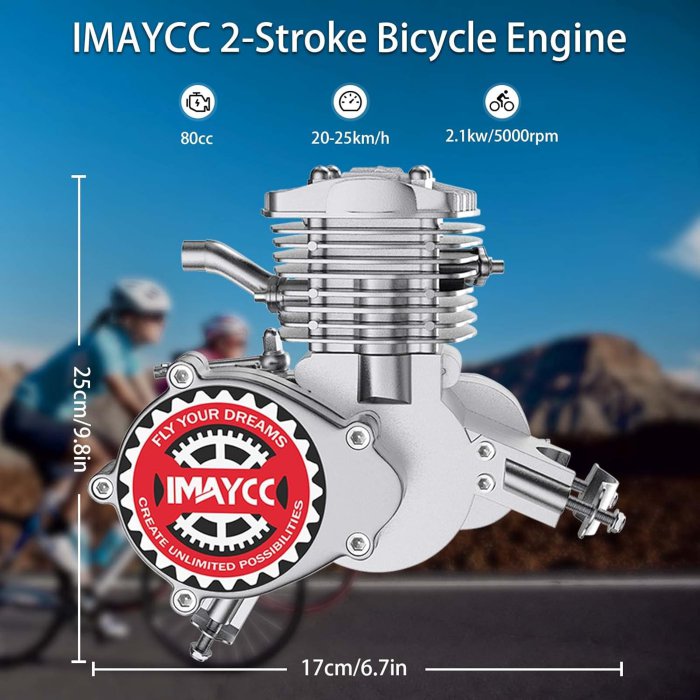 IMAYCC Bike Motor Kit 80cc - 2 Stroke Bicycle Engine Kit for 26-28" Bikes